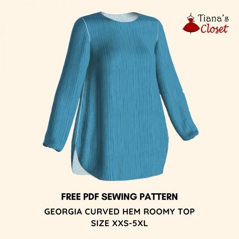 Georgia curved hem roomy top – free sewing pattern – Tiana's Closet