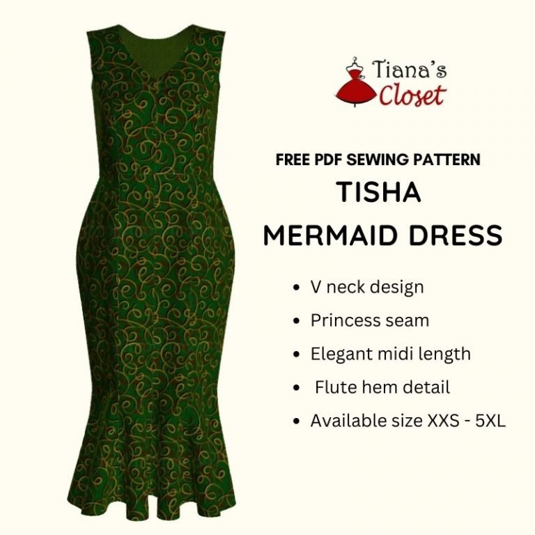 Tisha mermaid dress with princess seam style lines – free PDF sewing ...