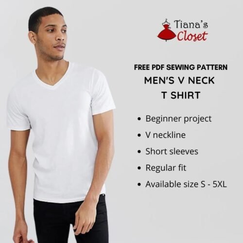 Men’s V neck short sleeve T shirt free sewing pattern – Tiana's Closet