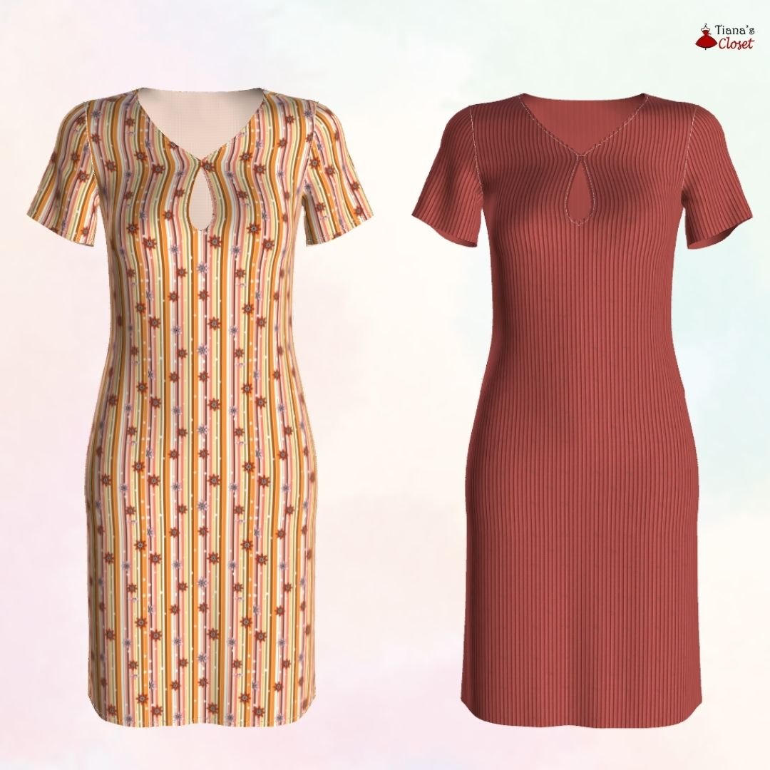 Belinda front keyhole knit dress – Free PDF sewing pattern – Tiana's Closet