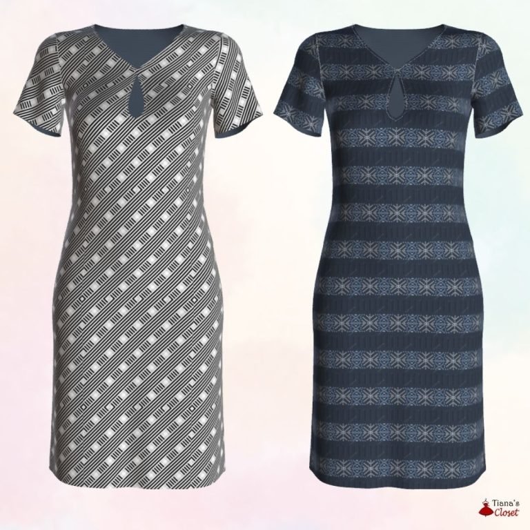 Belinda front keyhole knit dress – Free PDF sewing pattern – Tiana's Closet
