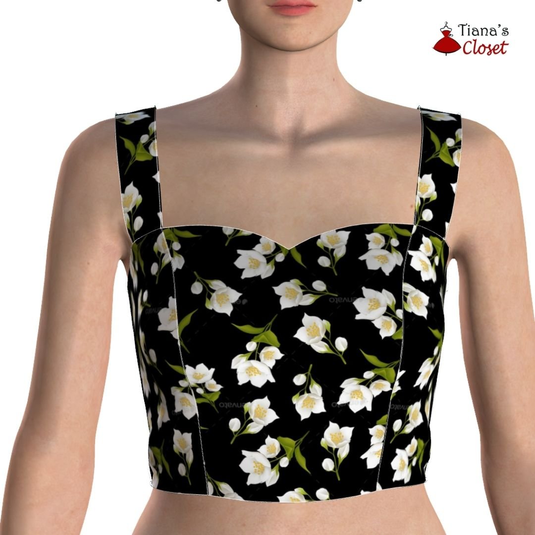 Juanitta sweetheart crop top – PDF sewing pattern – Tiana's Closet