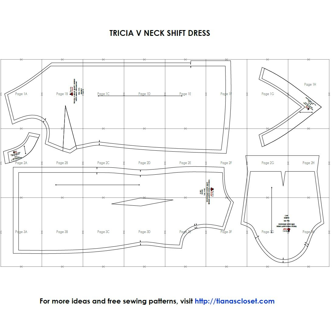 Tricia V neck shift dress – Free PDF sewing pattern – Tiana's Closet