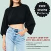 Margot balloon sleeve crop top – free PDF sewing pattern – Tiana's Closet