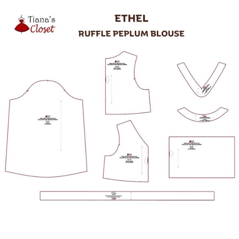 Ethel ruffle peplum blouse – Free PDF sewing pattern – Tiana's Closet