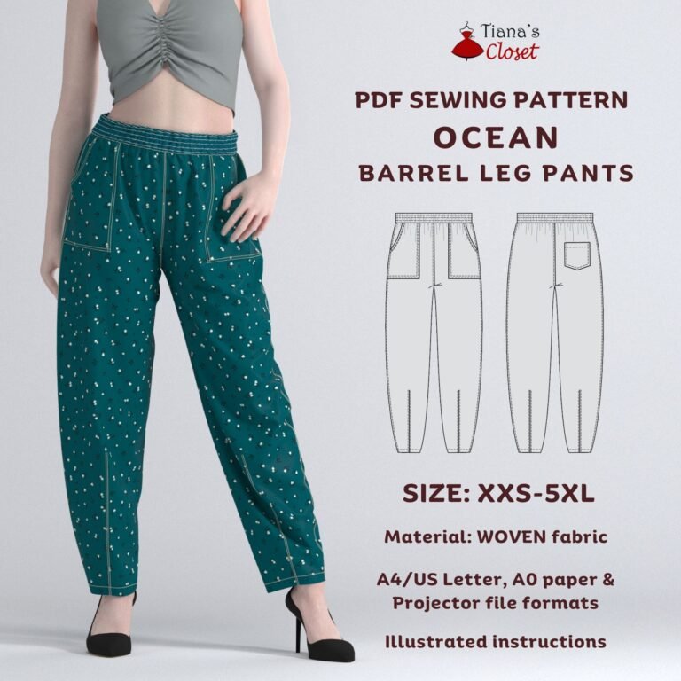 Ocean elastic waist barrel leg pants – Tiana's Closet