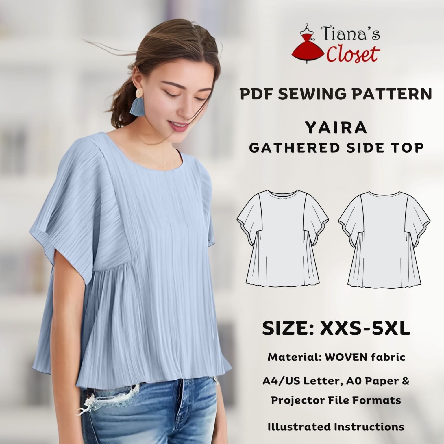 Yaira gathered side detail top – Tiana's Closet