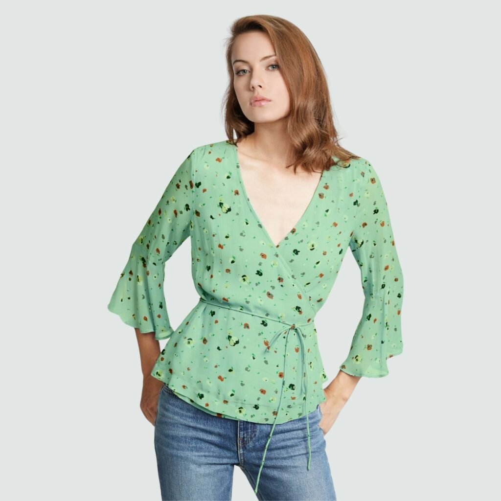 Rhonda wrap front top – Tiana's Closet