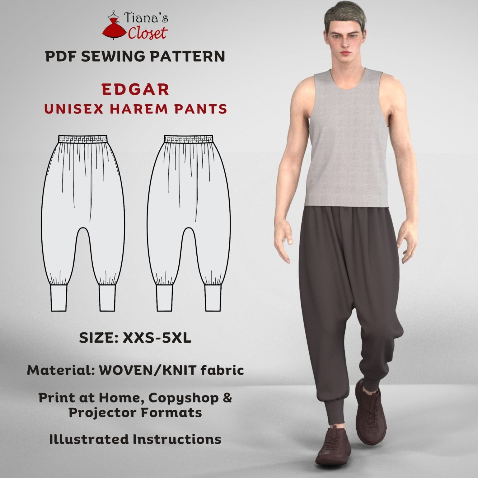 Edgar elastic waist harem pants – Tiana's Closet